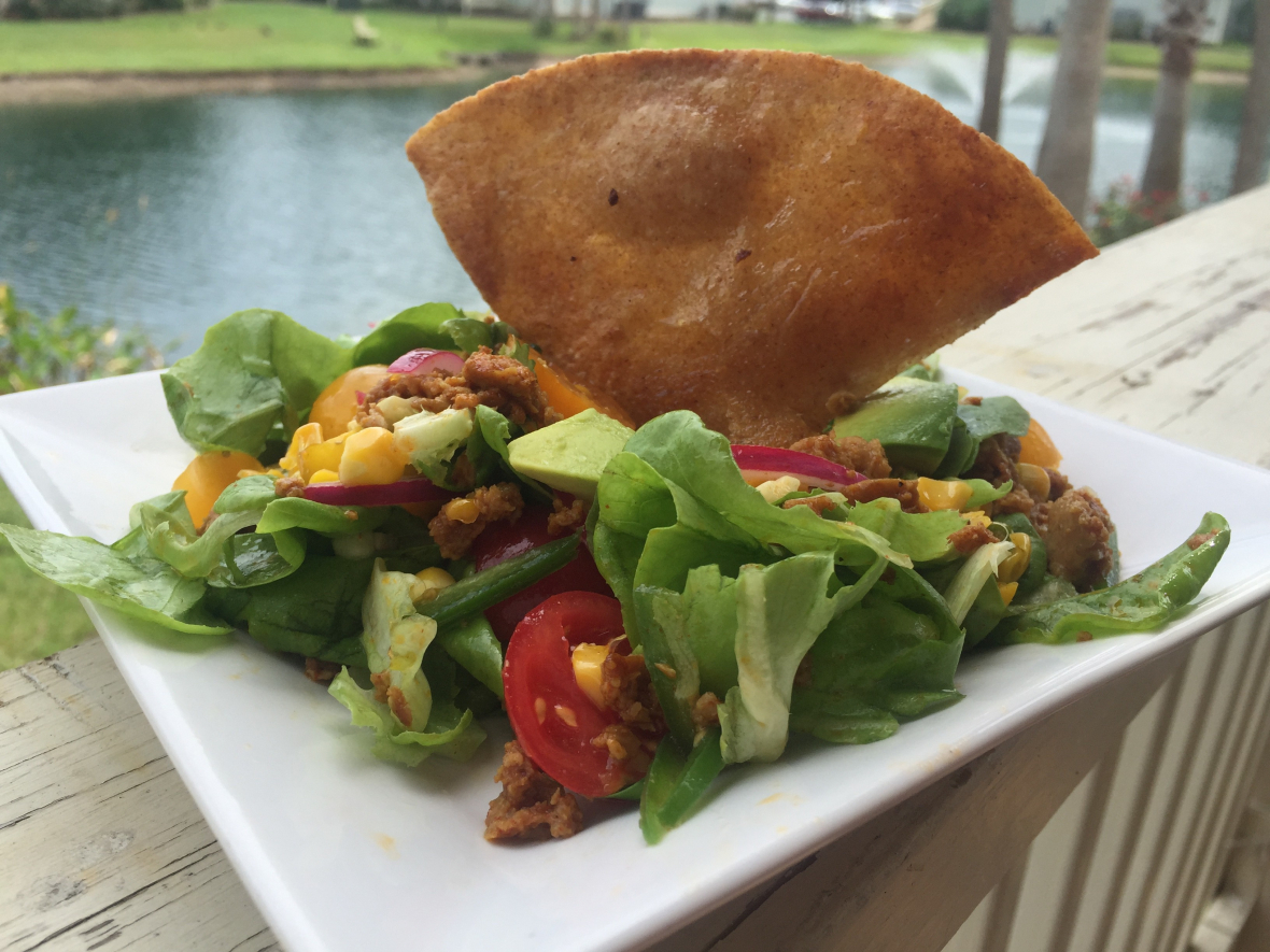 Vegan Seitan Taco Salad Recipe with a Cilantro Lime Vinaigrette ...